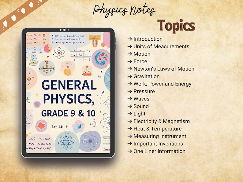 General Physics Aesthetic Notes for High School Physics Grade 9th ...