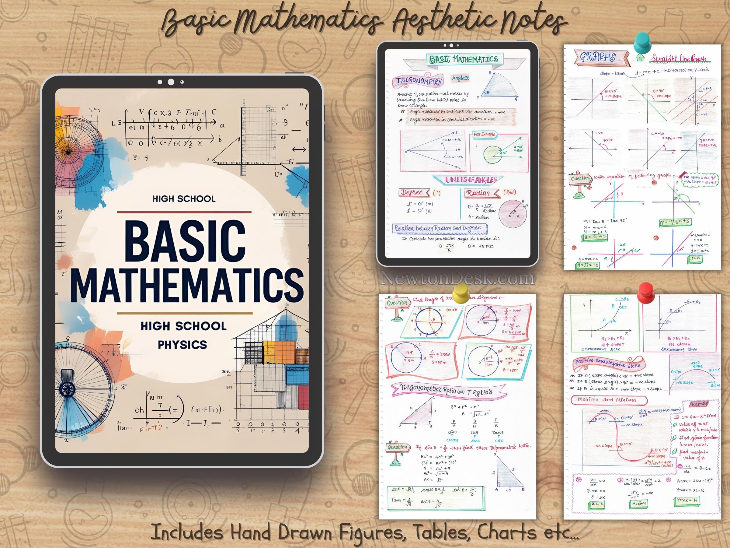 Basic Math | Trigonometry | Graphs - Grade 11 Physics Handwritten Color ...