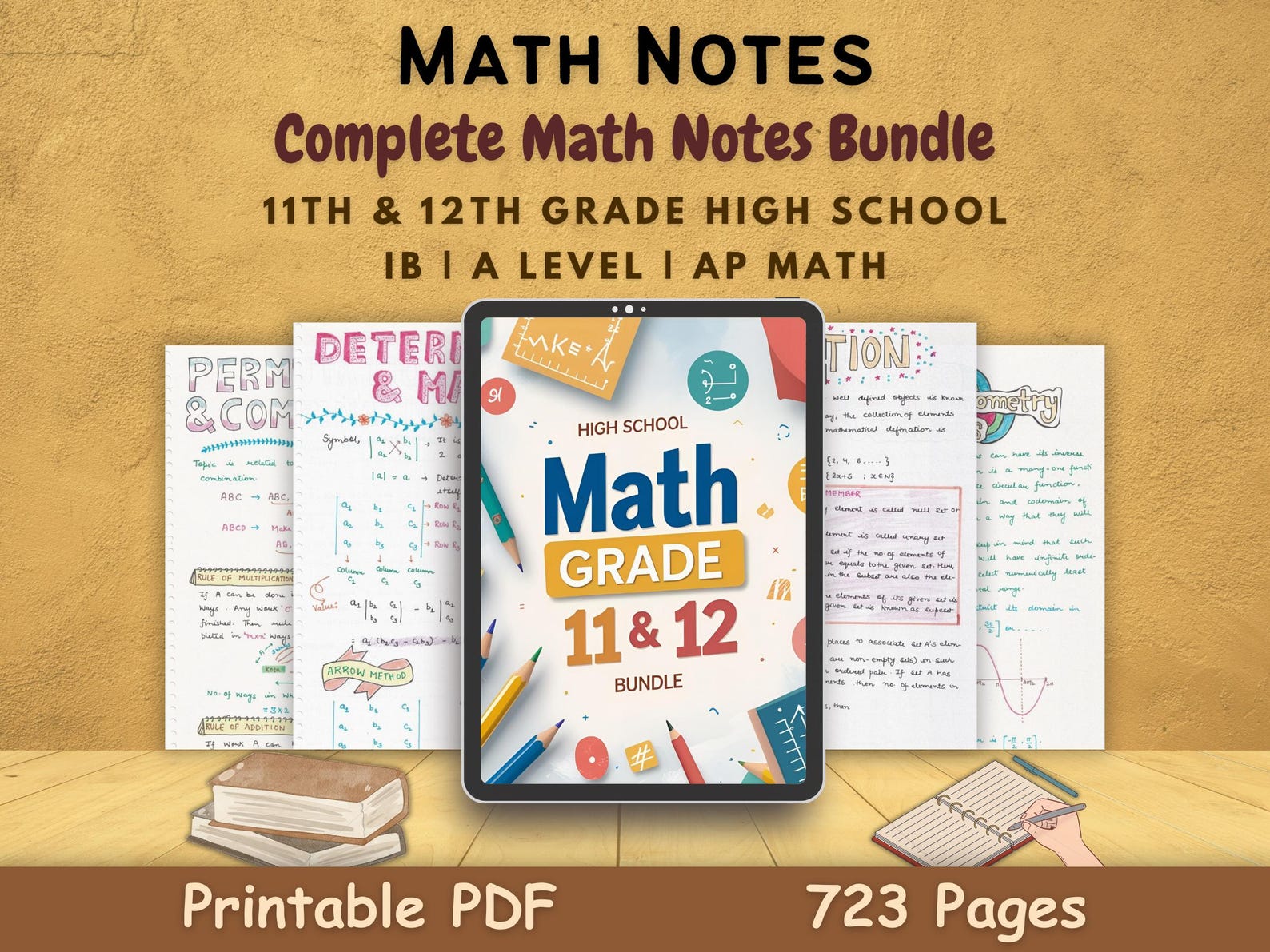 Math Study Notes Bundle PDF | Complete Mathematics for 11th and 12th ...