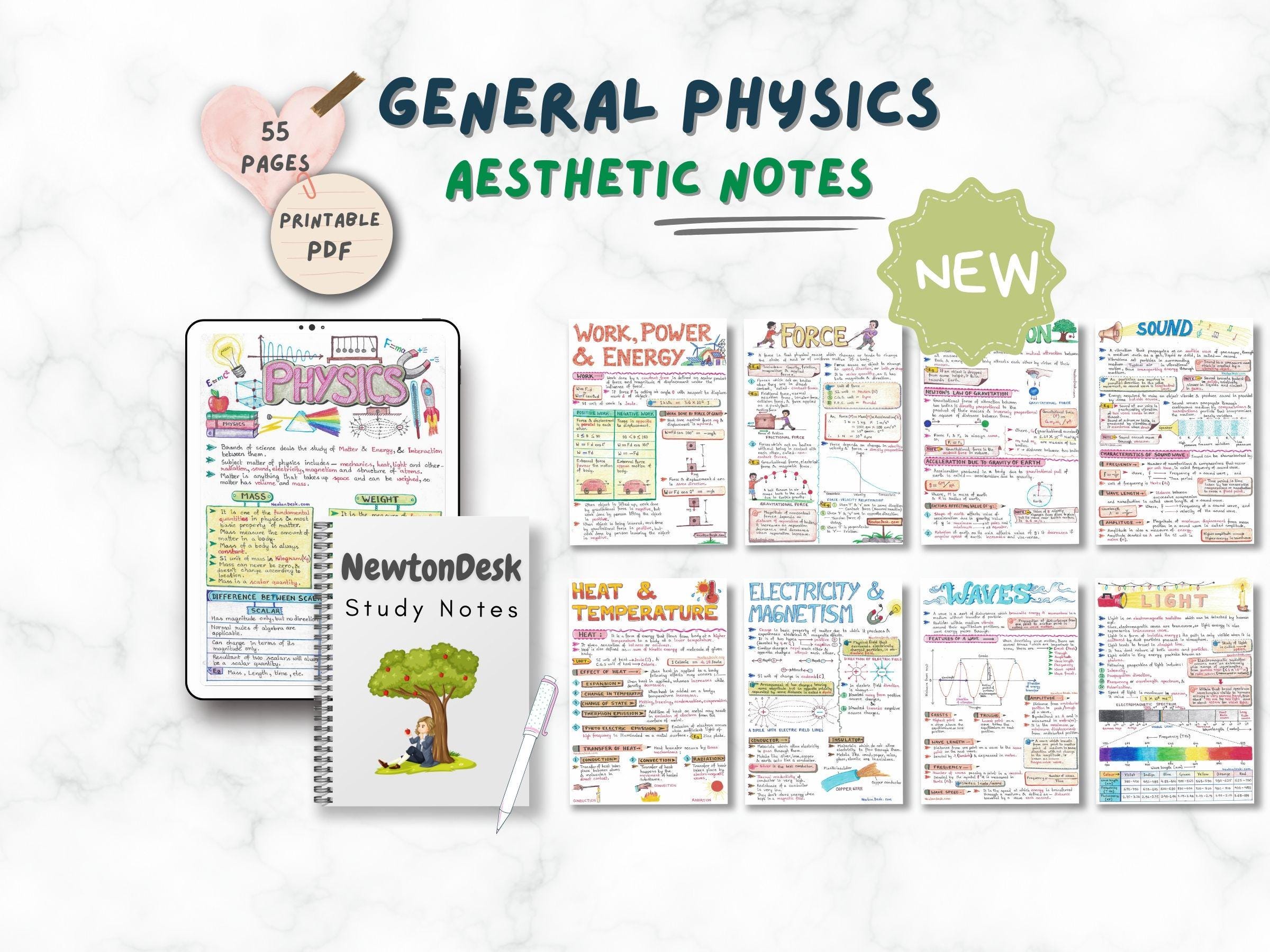 General Physics Aesthetic Notes for High School Physics Grade 9th ...
