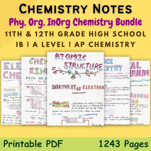 Chemistry Study Notes Bundle PDF Complete Physical, Organic, and ...