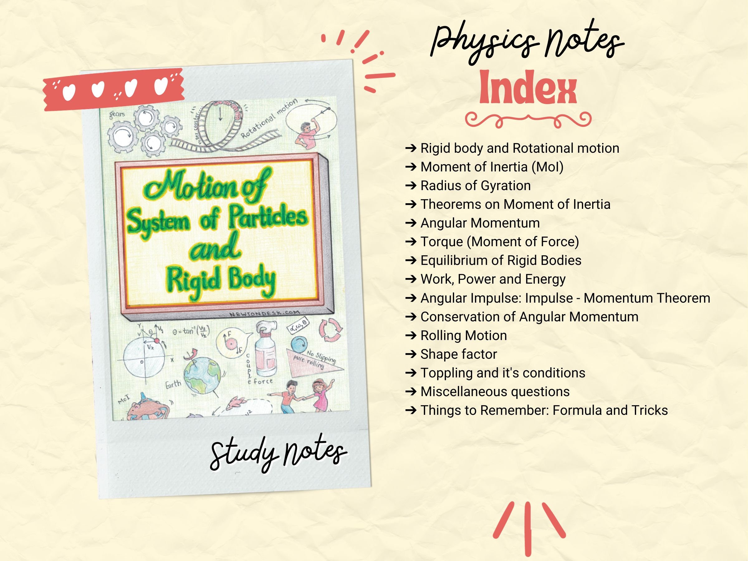 Rotational Motion Study Notes PDF for 11 & 12 Grade High - Etsy