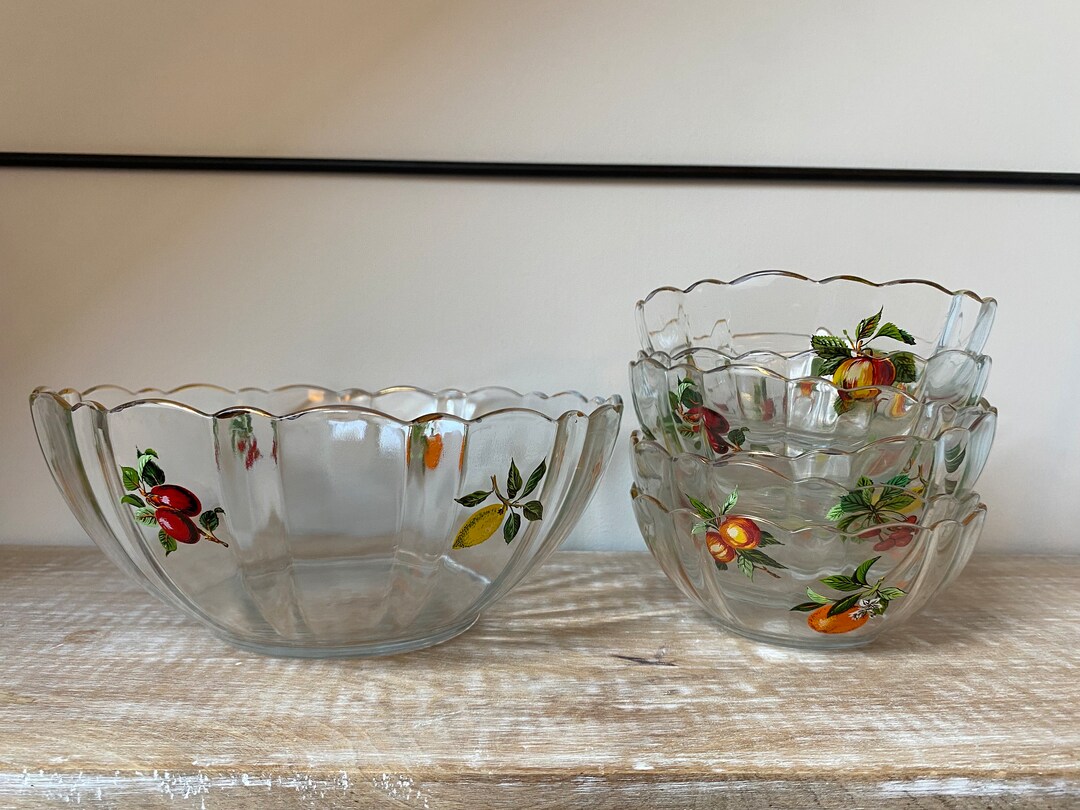Vintage Kitsch Set of French Glass Fruit Bowls - Etsy