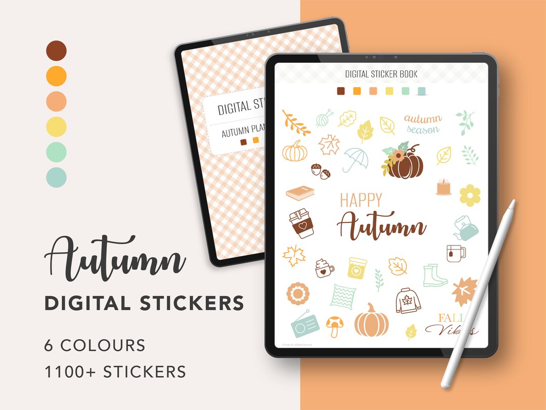 1100 AUTUMN DIGITAL STICKERS Digital Planner Stickers Goodnotes Sticker ...