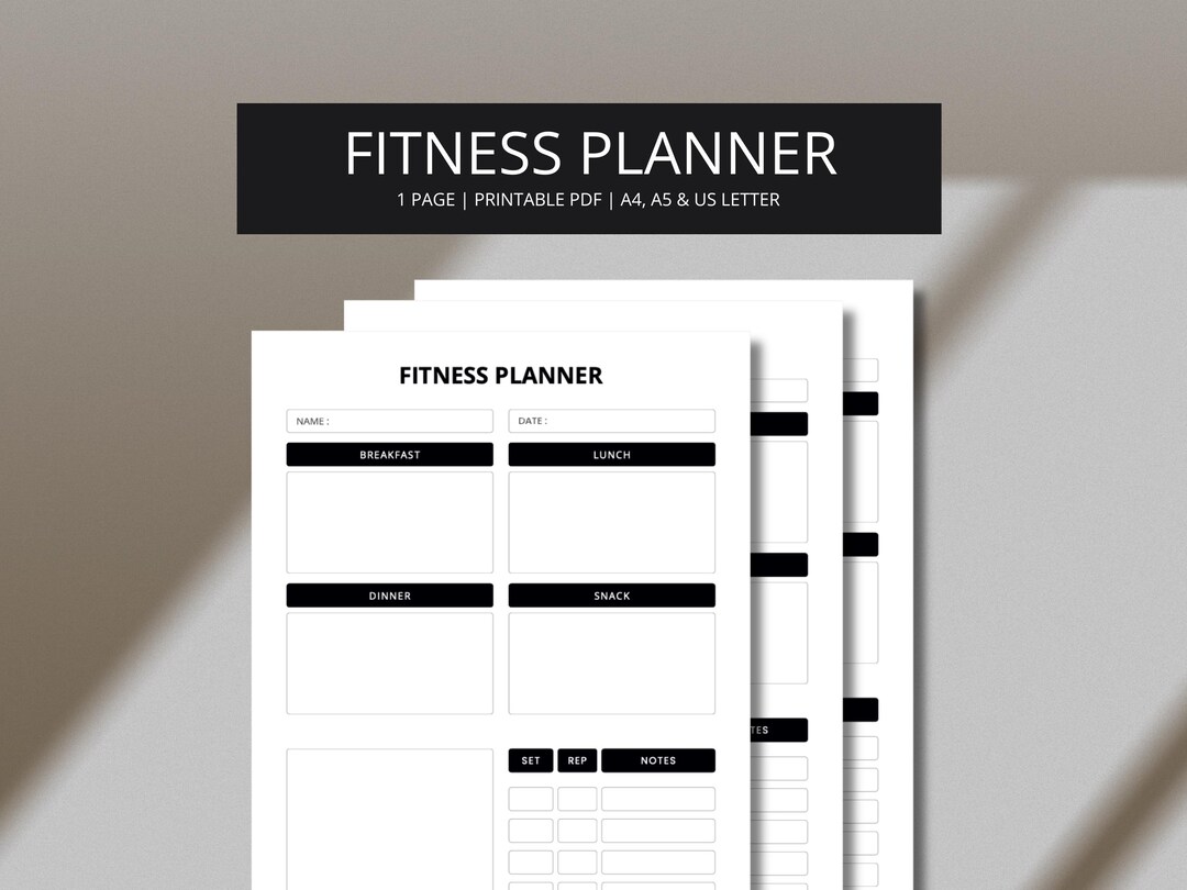 Printable Fitness Planner, Meal Planner, Fitness Journal, Fitness ...