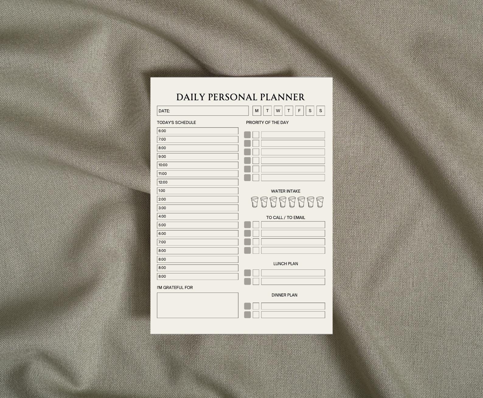 Daily Personal Planner, Printable PDF A4, Hourly Planner, Daily Plan ...