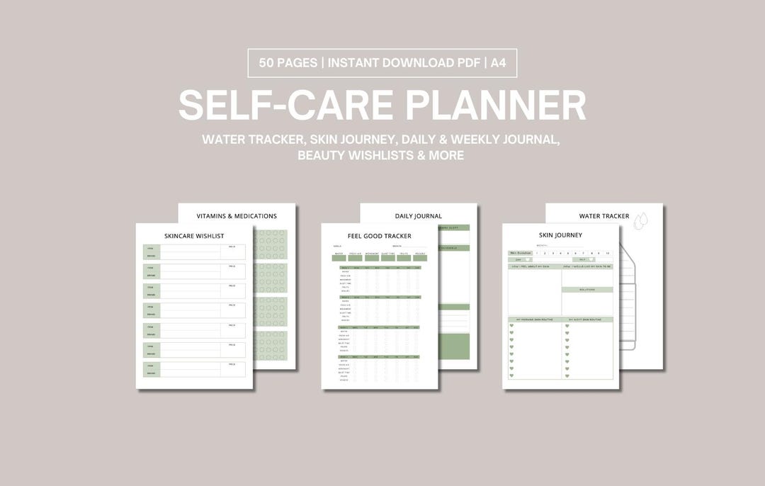 Self Care Planner, Printable PDF A4, Self-love Journal, Skincare ...