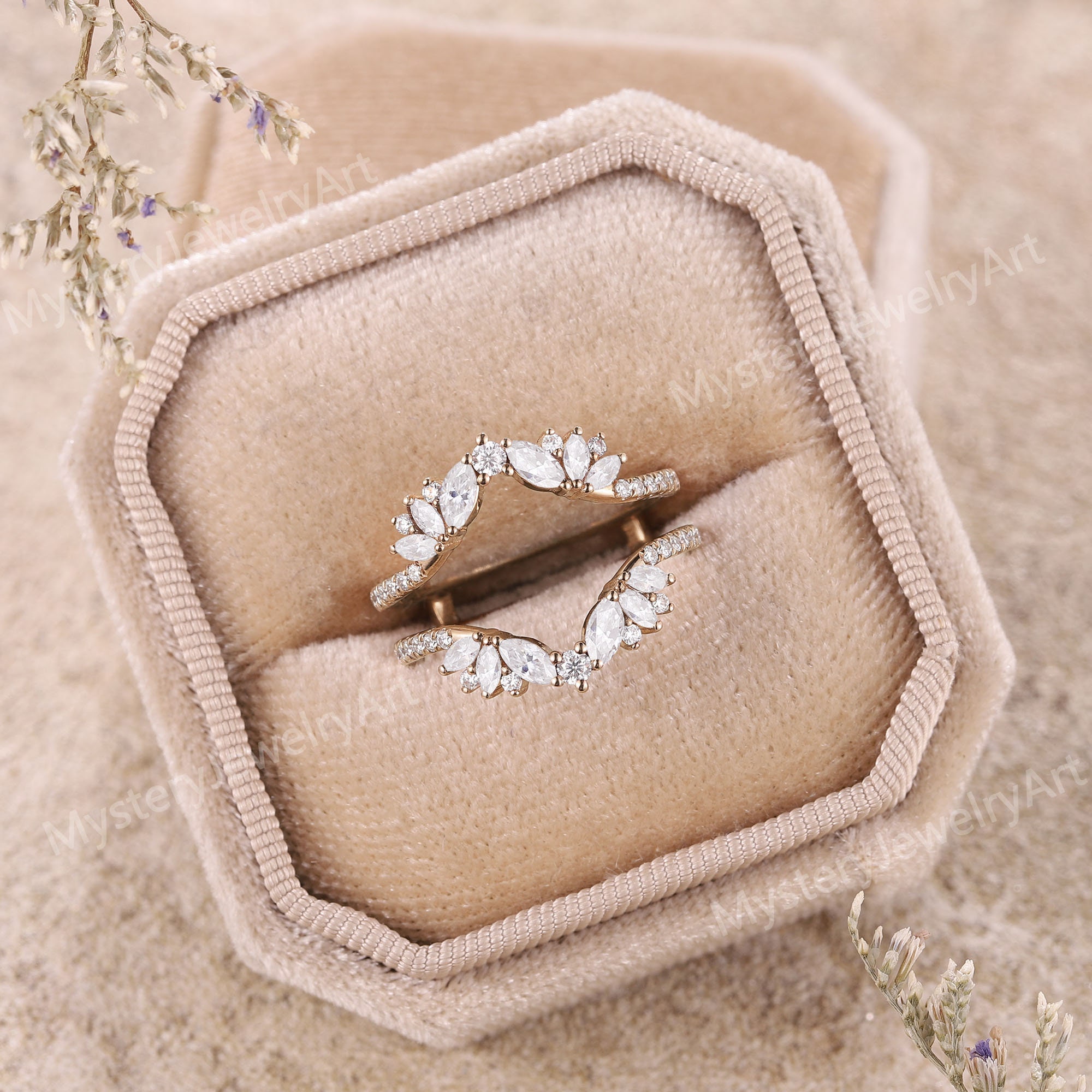 Vintage Moissanite Enhancer Wedding Band Rose Gold Moissanite Ring ...