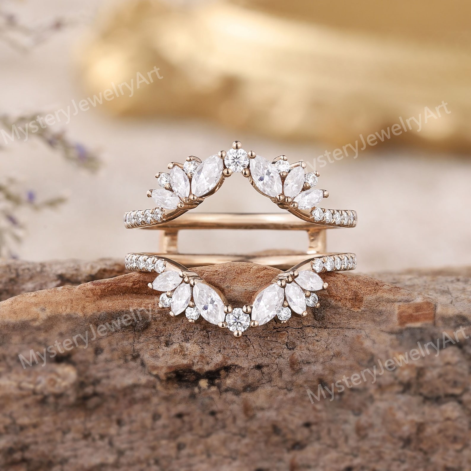Vintage Moissanite Enhancer Wedding Band Rose Gold Moissanite Ring ...