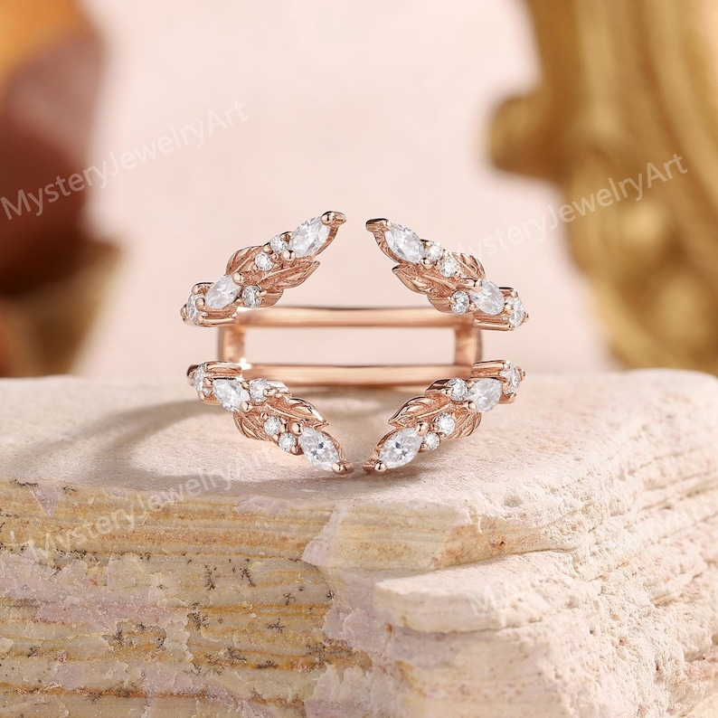 Vintage Moissanite Enhancer Wedding Band Rose Gold Moissanite Ring ...