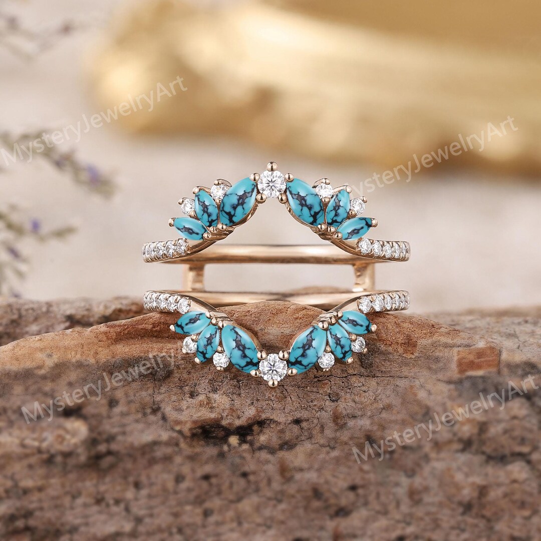 Vintage Moissanite Enhancer Wedding Band Rose Gold Moissanite Ring ...