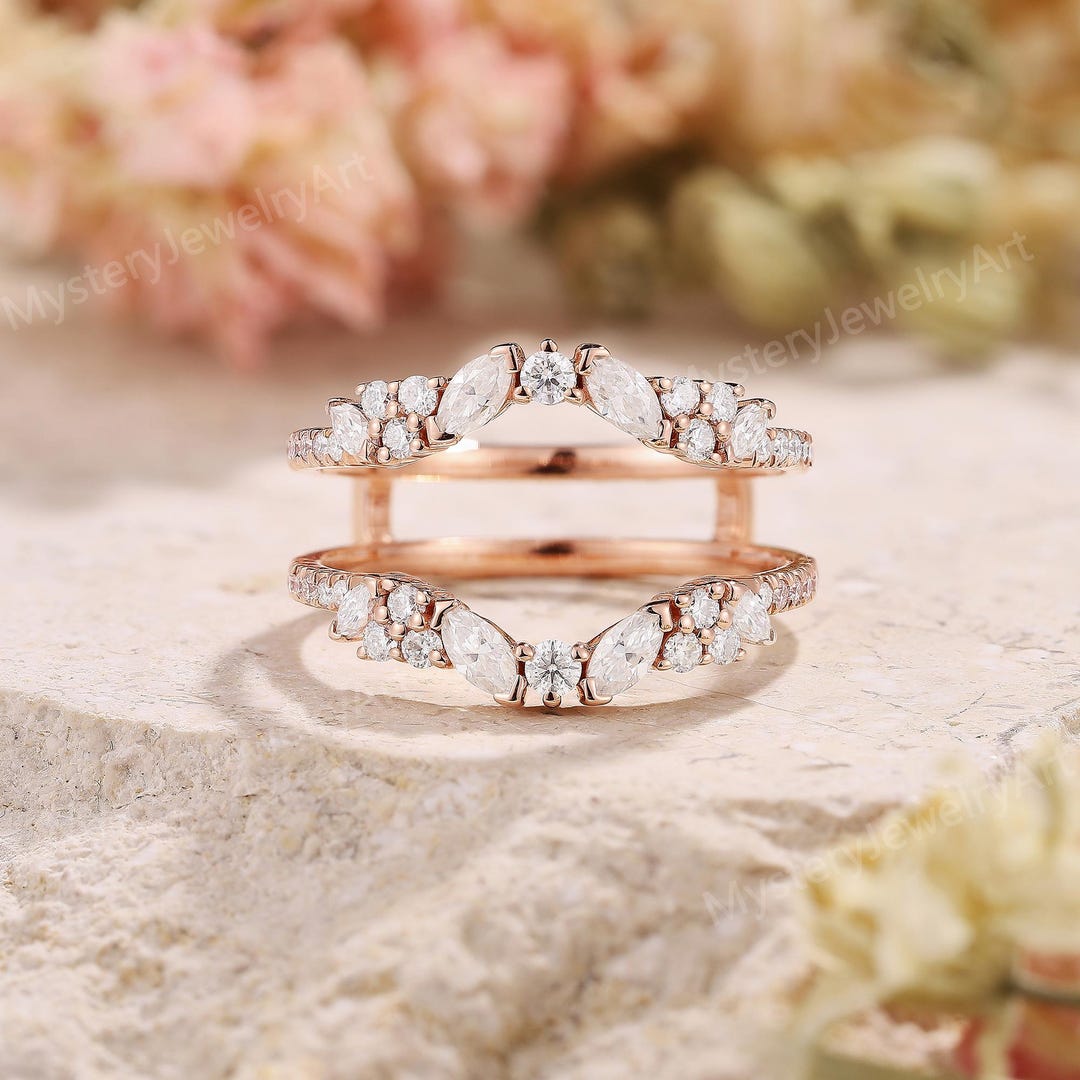 Vintage Moissanite Enhancer Wedding Band Rose Gold Moissanite Ring ...