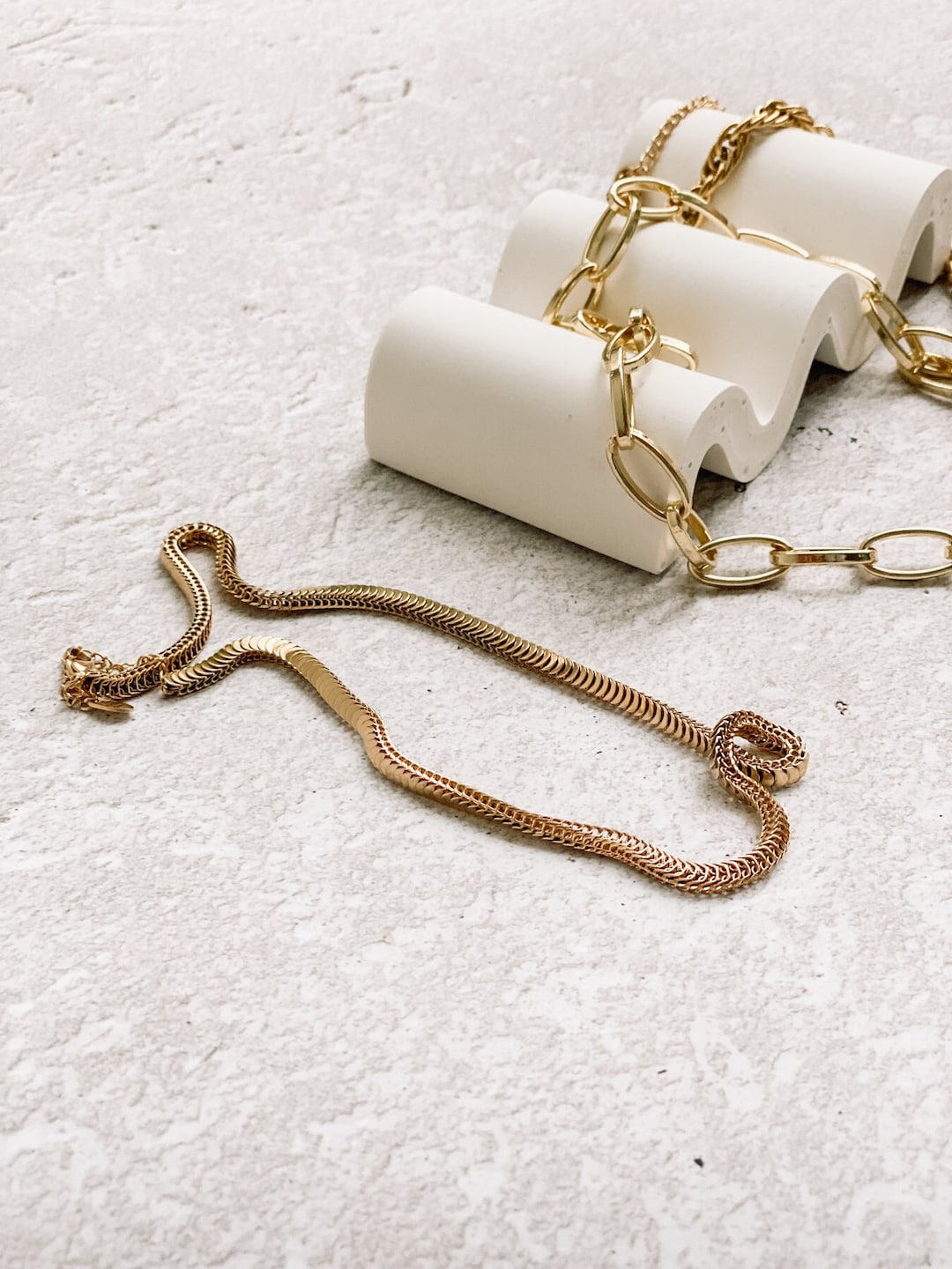 Gold Plated Flattened Box/snake Chain Zoe Necklace - Etsy