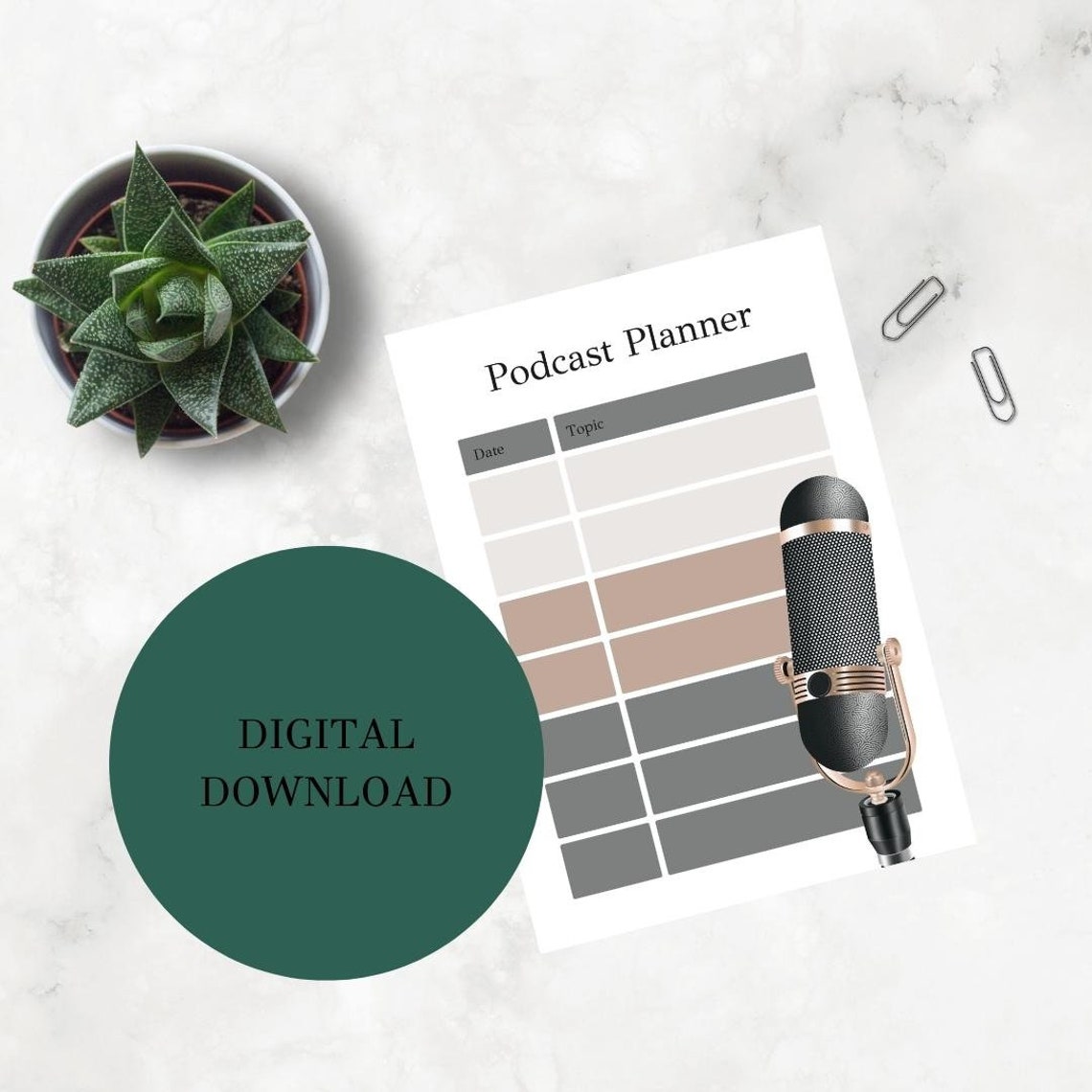 Podcast Printable Content Planner With Hand-made Illustration ...