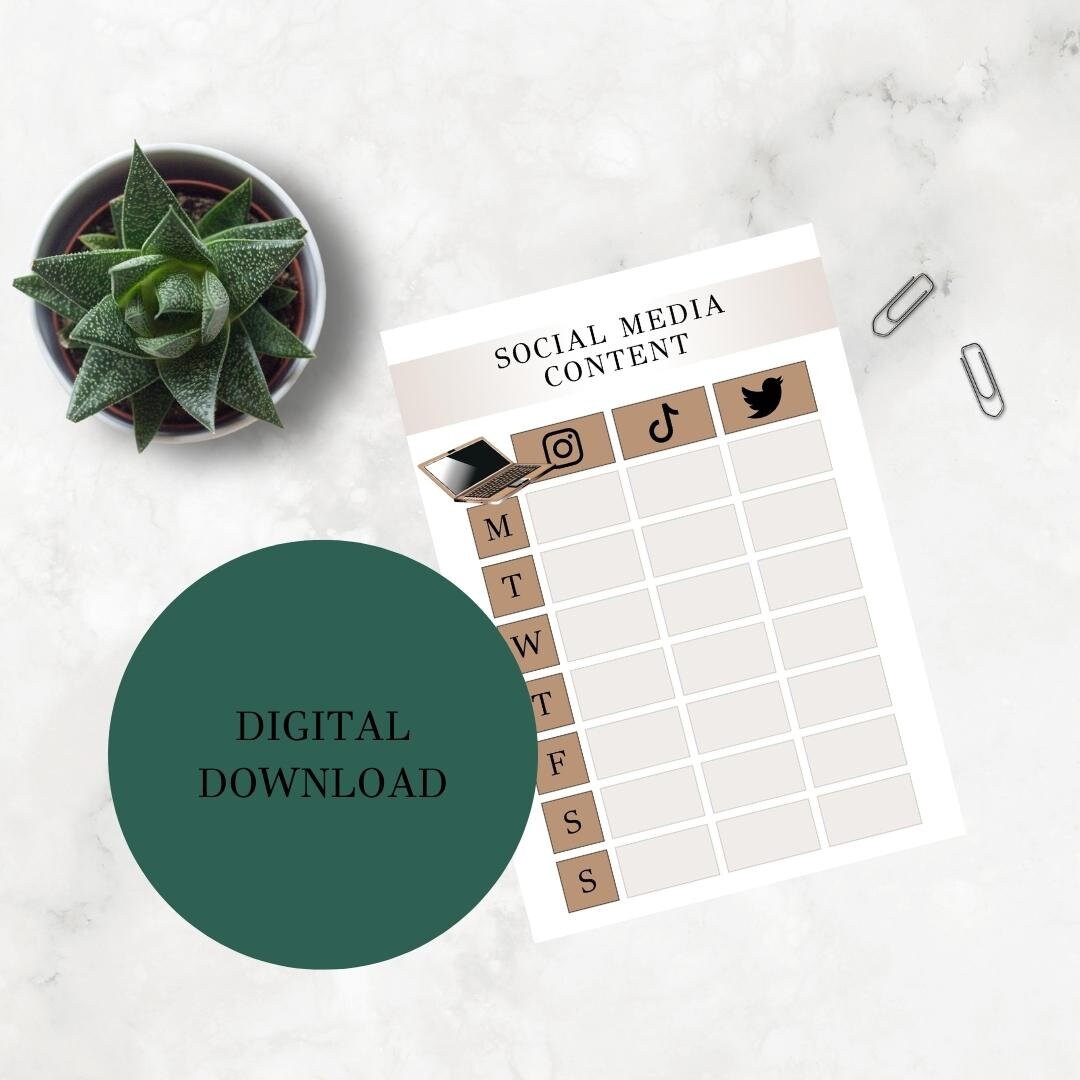 Social Media Printable Content Planner With Hand-made Illustration ...