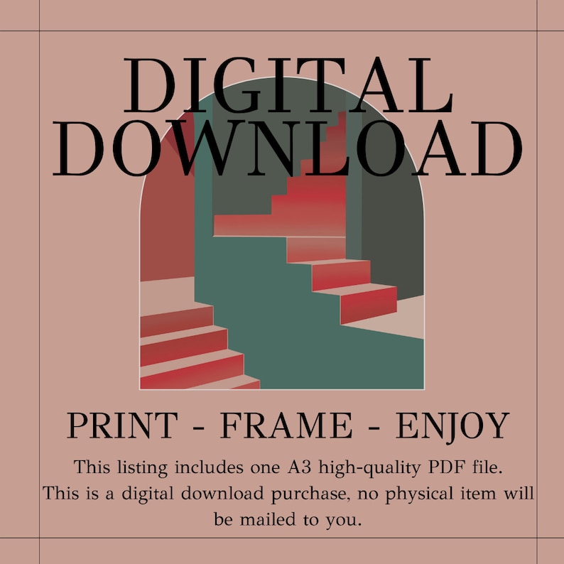 Minimalistic Architecture With Stairs Wall Art Illustration, Modern ...