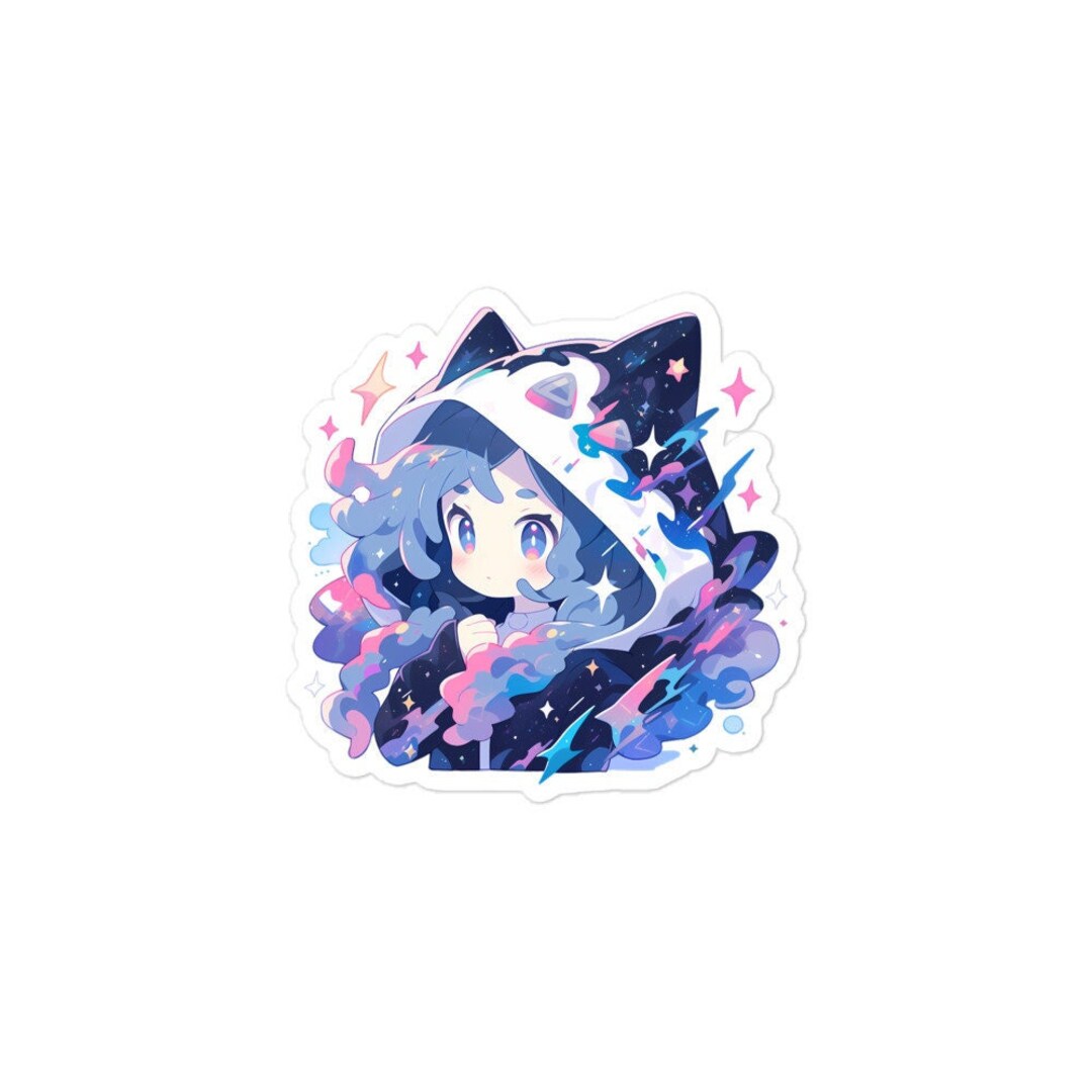 Galaxy Cat Girl Hoodie Vinyl Sticker - High-quality Decal Inspired by ...