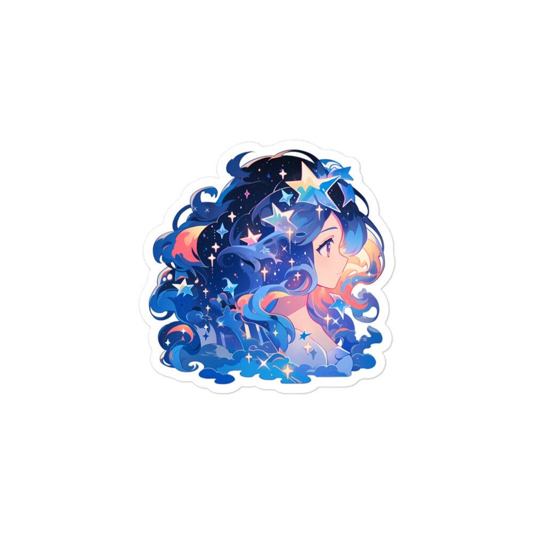 Cosmic Anime Girl Goddess Vinyl Sticker - High-quality Decal Inspired ...
