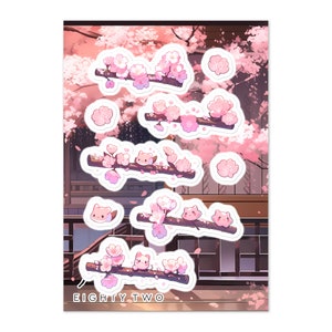 Sakura Cherry Blossom Sticker Sheet - Japanese Aesthetic Decals ...