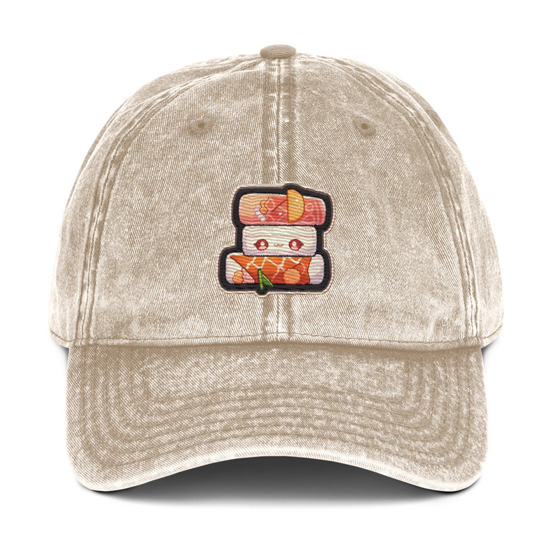 Kawaii Sushi Embroidered Cap - Vintage Cotton Twill - Perfect for ...