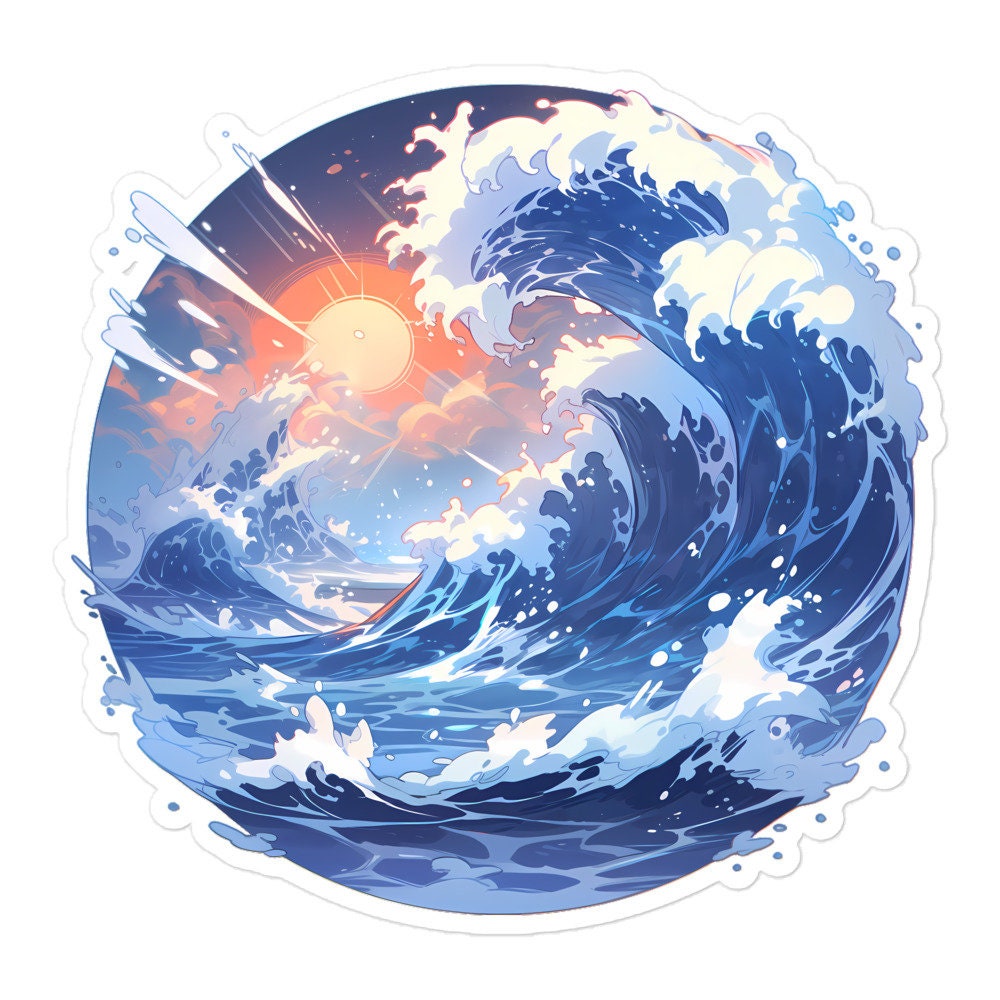 Ocean Wave Vinyl Sticker Tranquil, High-quality Decal Inspired by ...