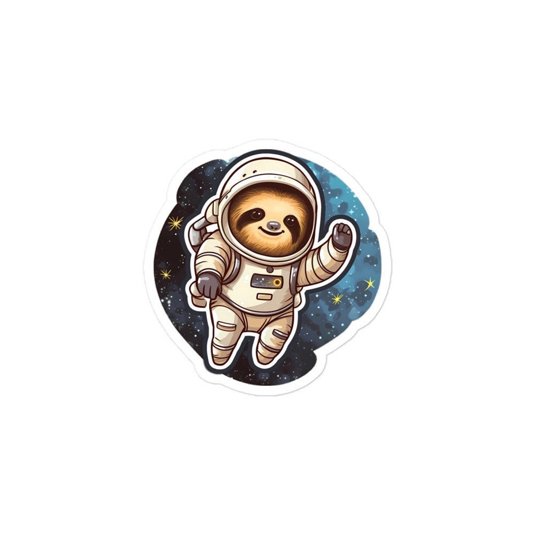 Cosmic Cuddles Cute Space Sloth Sticker Durable and - Etsy
