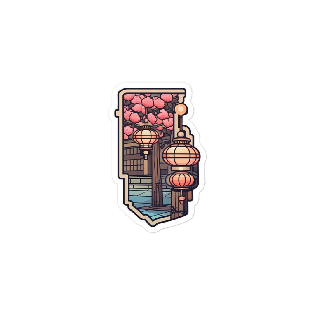 Sakura Lantern Vinyl Sticker - High-quality Decal Inspired by Japanese ...