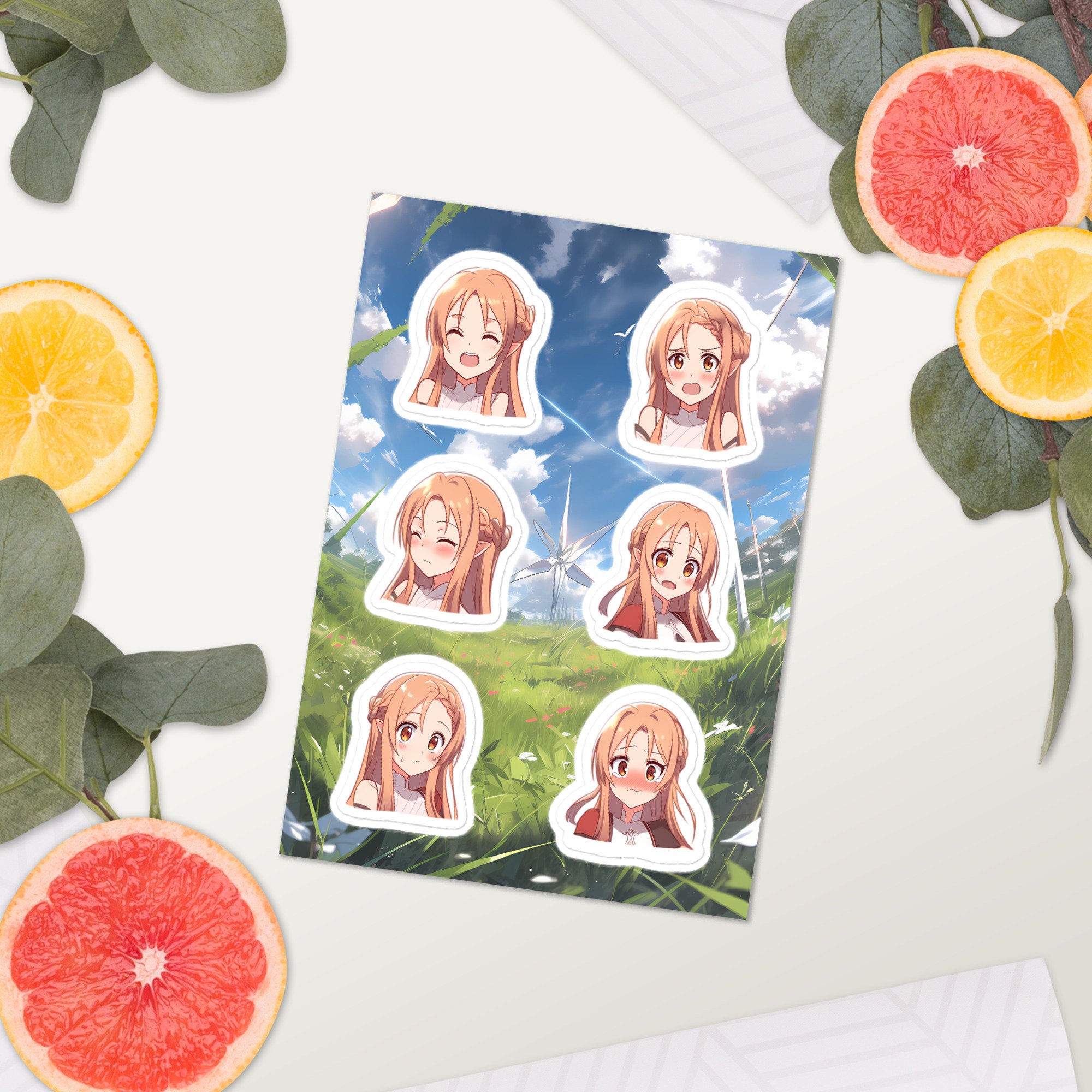 Asuna-inspired Sticker Sheet - Japanese Aesthetic, Glossy Finish ...