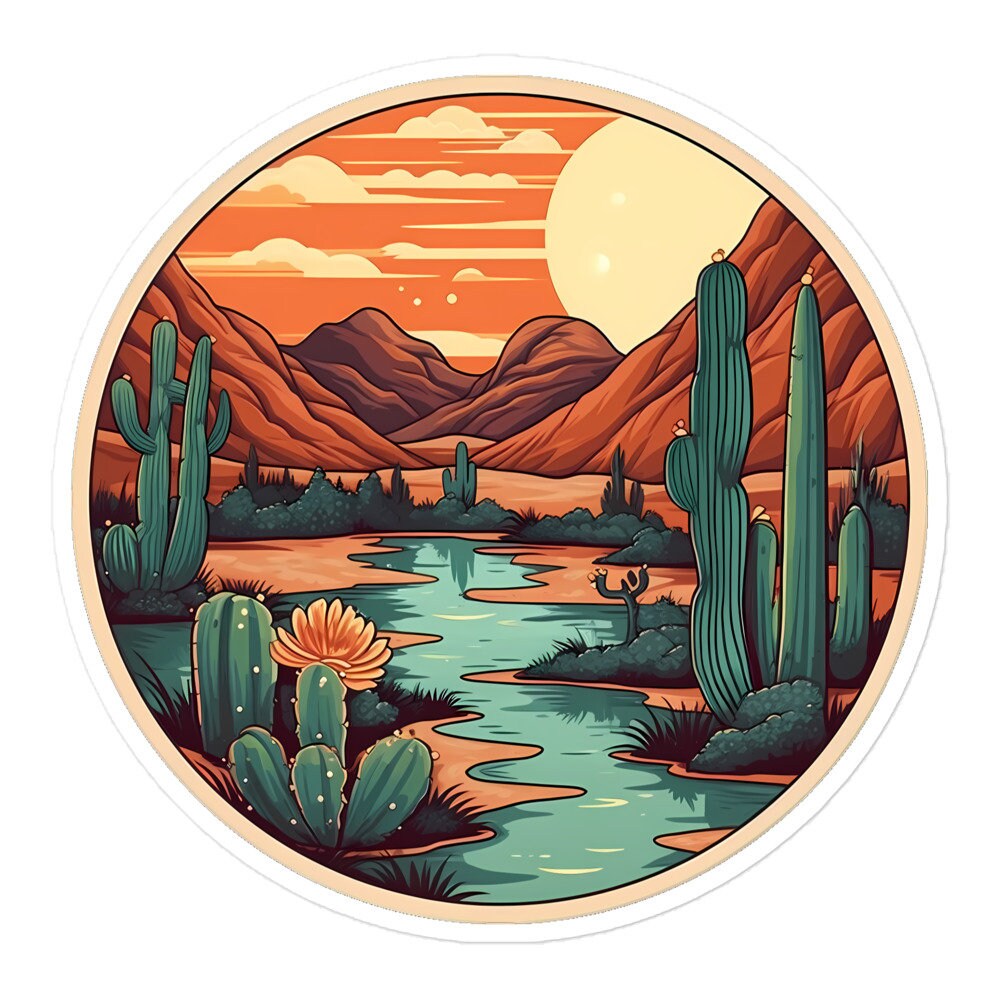 Desert Oasis Vinyl Sticker High-quality Decal Capturing Tranquil ...