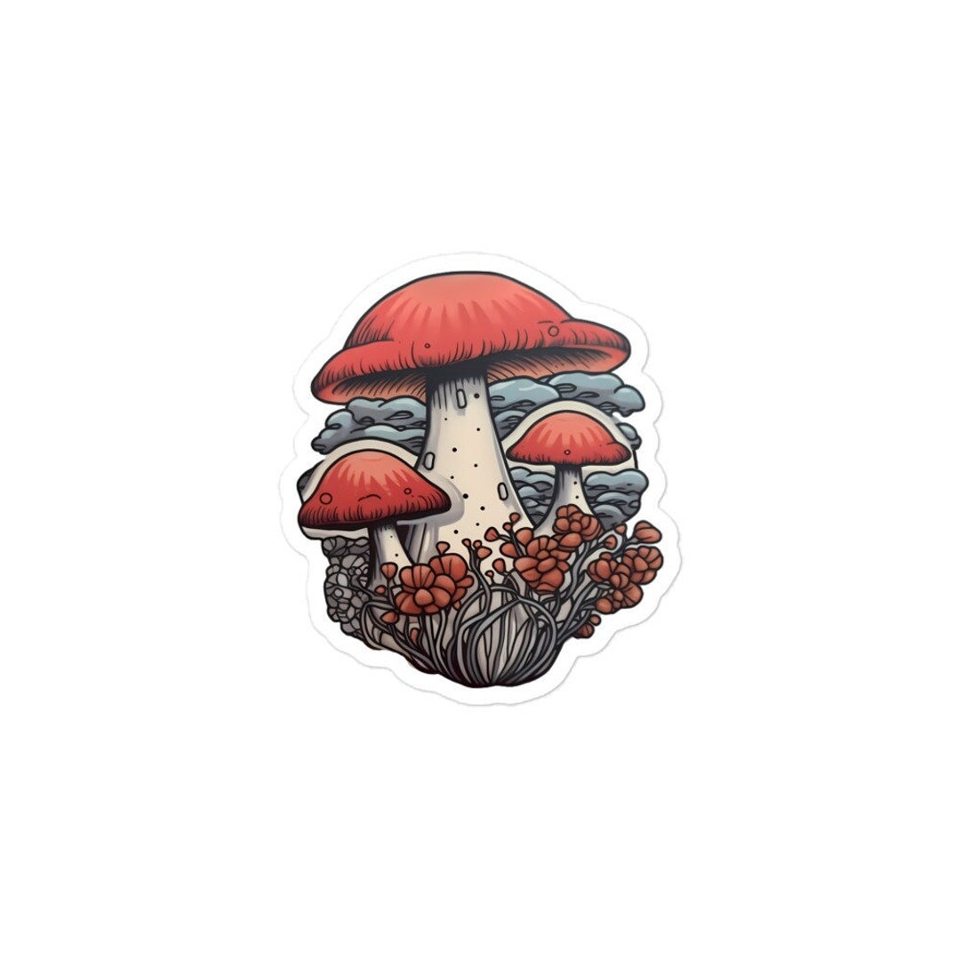 Toadstool Tango Vinyl Sticker - High-quality Red Mushroom Decal ...