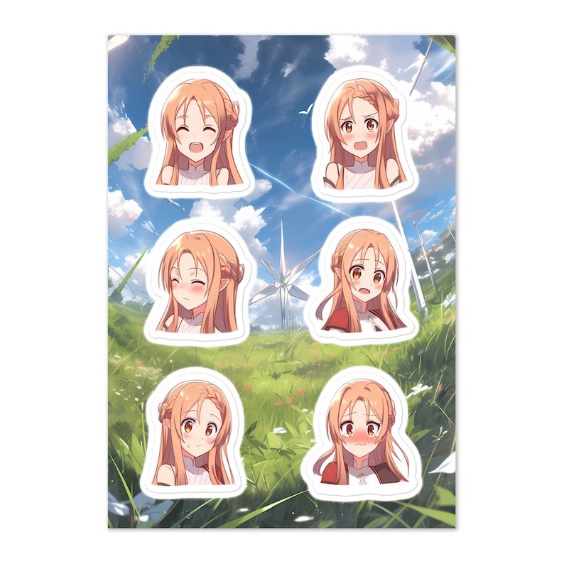 Asuna-inspired Sticker Sheet Japanese Aesthetic, Glossy Finish, Laptop ...