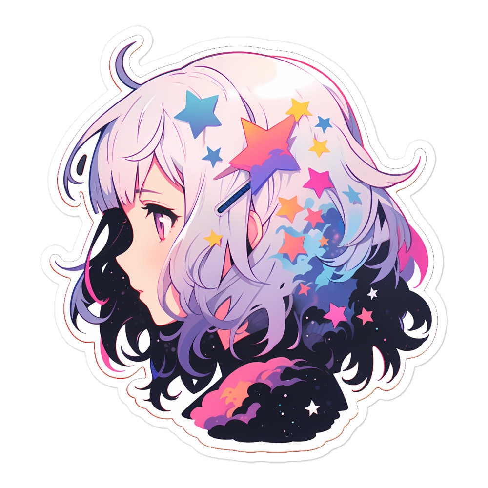 Anime Girl Vinyl Sticker Adorable, High-quality Decal Inspired by ...