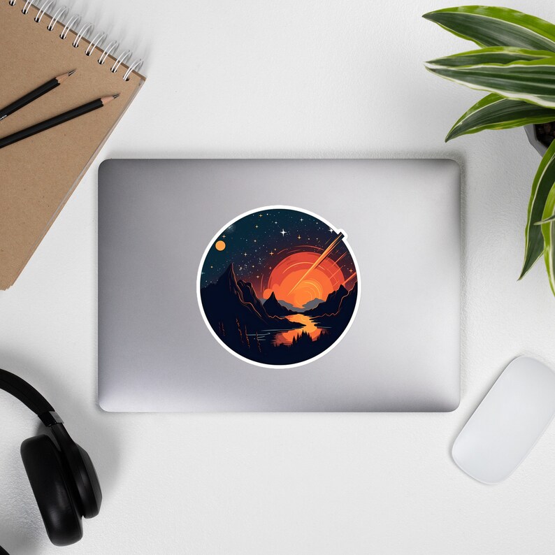 Shooting Star Celestial Sky Vinyl Sticker - Enchanting, High-quality ...