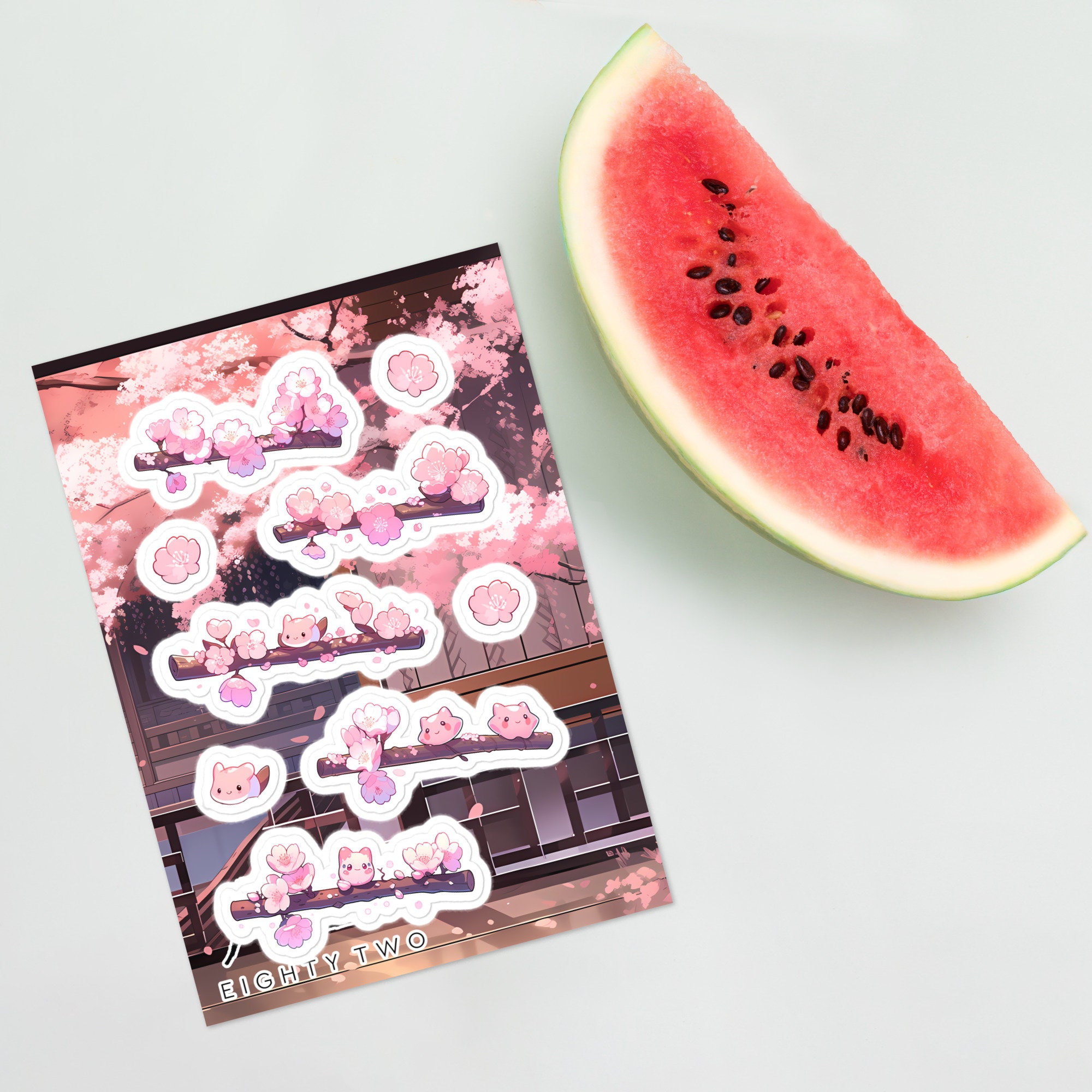 Sakura Cherry Blossom Sticker Sheet - Japanese Aesthetic Decals ...