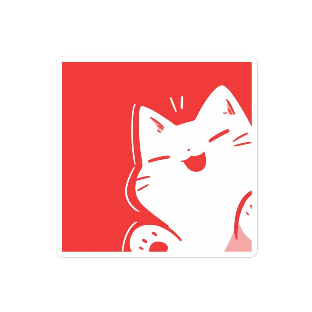 Poki the Lucky Paw Cat Vinyl Sticker – Minimalist Maneki Neko-inspired ...