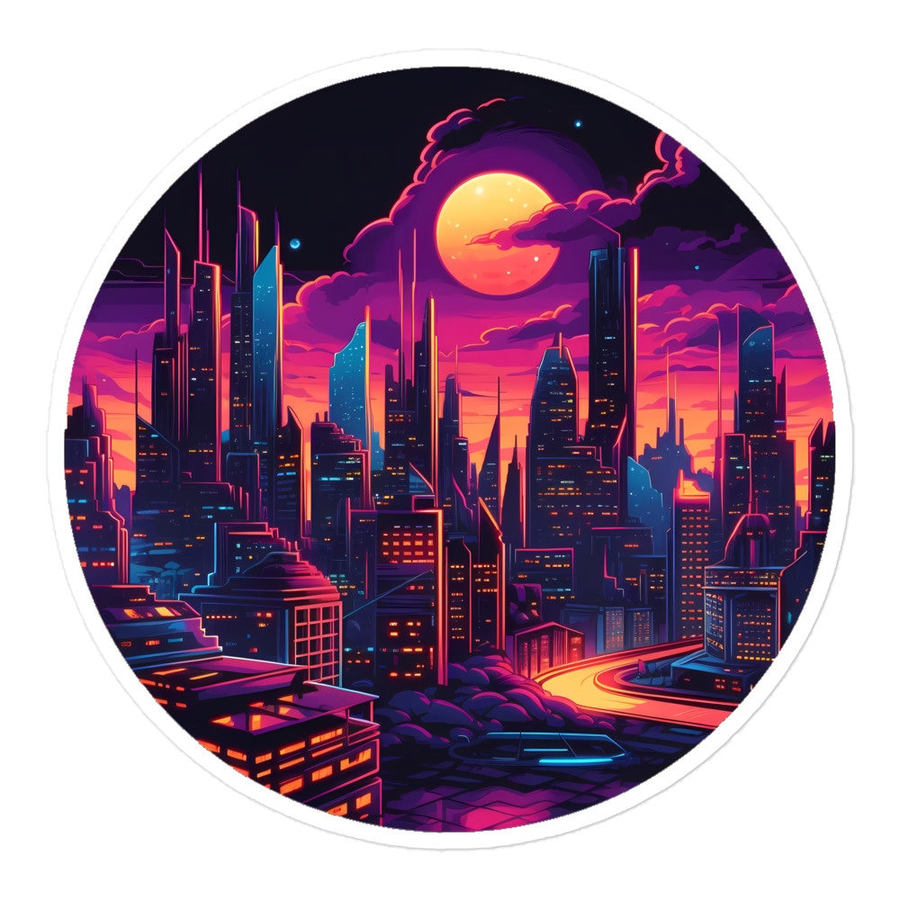 Cyberpunk City Vinyl Sticker High-quality Futuristic Decal Perfect for ...