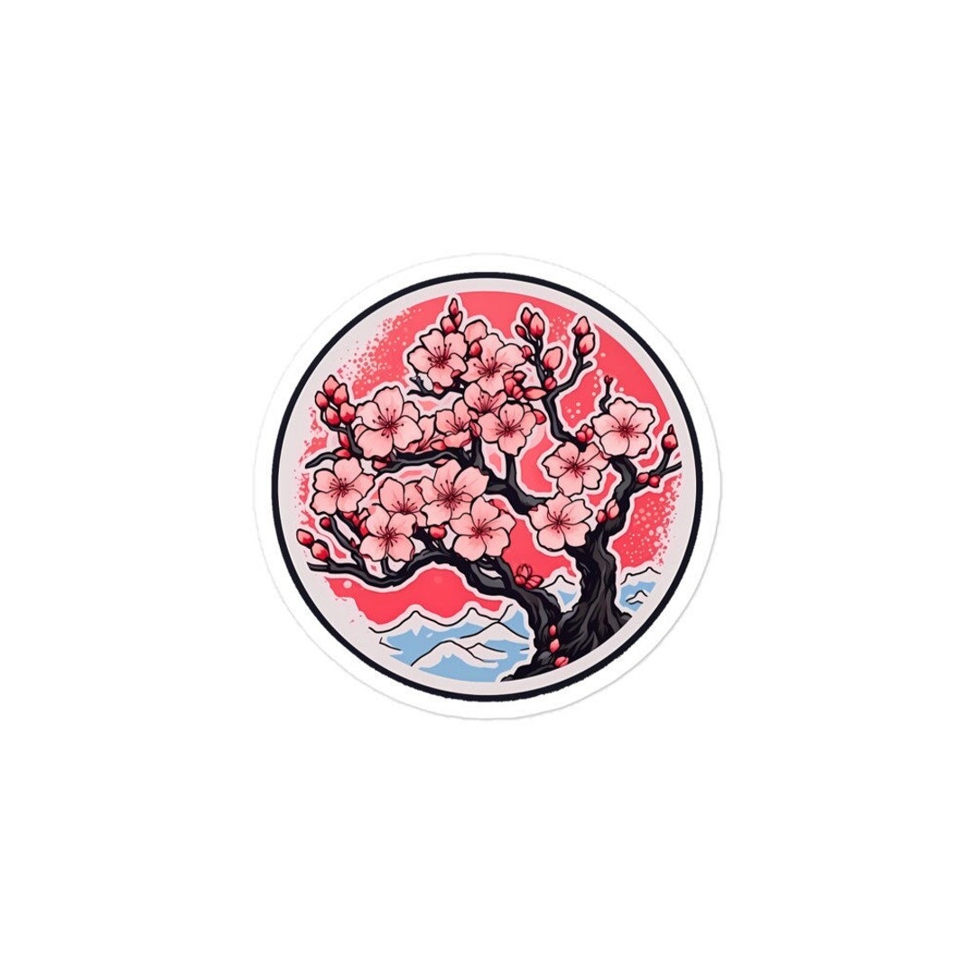 Sakura Serenity Vinyl Sticker - High-quality Cherry Blossom Decal ...