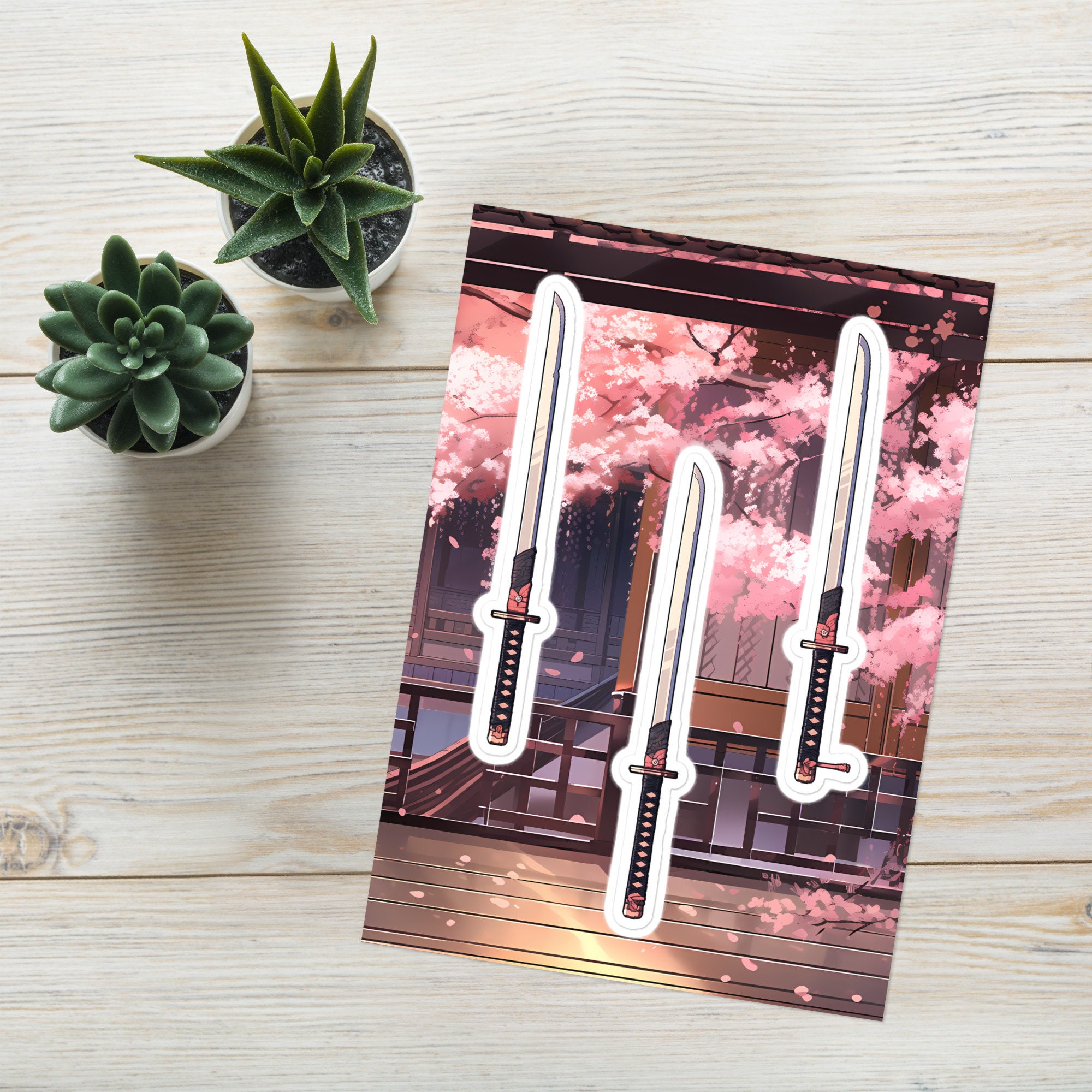 Trio of Katanas Vinyl Sticker Sheet - High-quality Japanese Aesthetic ...