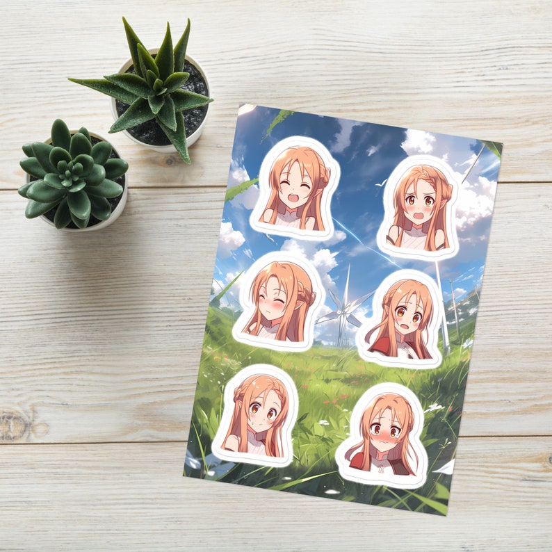 Asuna-inspired Sticker Sheet - Japanese Aesthetic, Glossy Finish ...