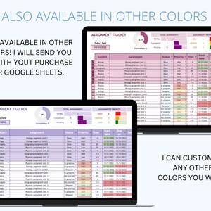 ASSIGNMENT TRACKER Google Sheets Template Homework Planner College and ...