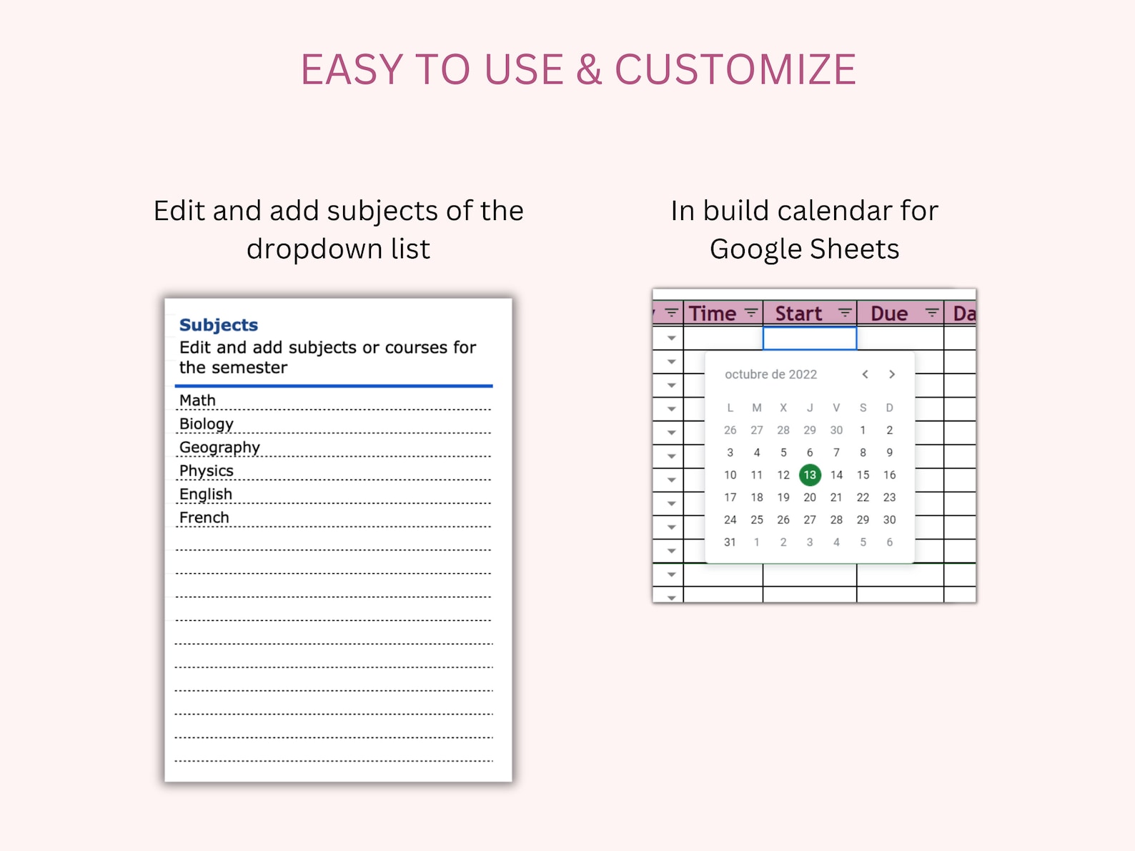 ASSIGNMENT TRACKER | Google Sheets & Excel Template | Homework Planner ...