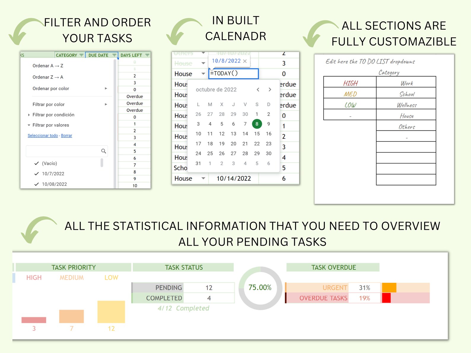 Digital TO DO LIST | Task Manager & Tracker | Google Sheets and Excel ...