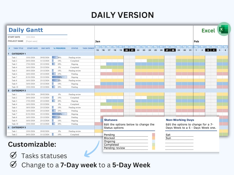 GANTT CHART | Project Management, Agile| Google Sheets & Excel Template ...