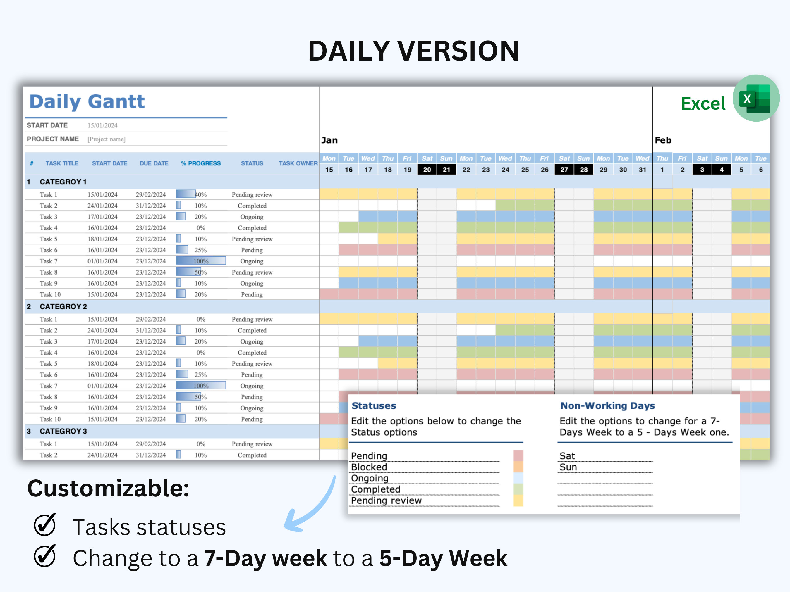 GANTT CHART | Project Management, Agile| Google Sheets & Excel Template | Task Tracker, Project ...