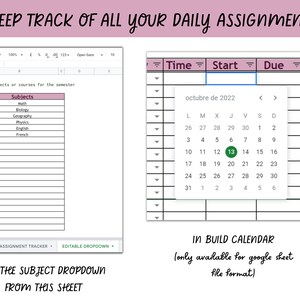 ASSIGNMENT TRACKER Google Sheets & Excel Template Homework - Etsy