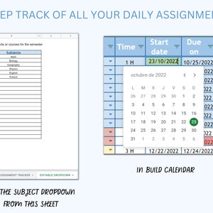 ASSIGNMENT TRACKER Google Sheets Template Homework Planner College and ...