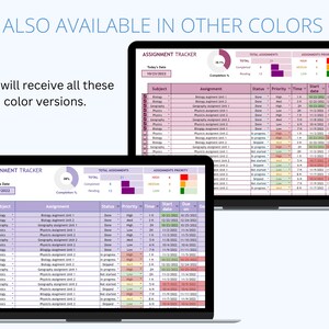 ASSIGNMENT TRACKER Google Sheets Template Homework Planner College and ...