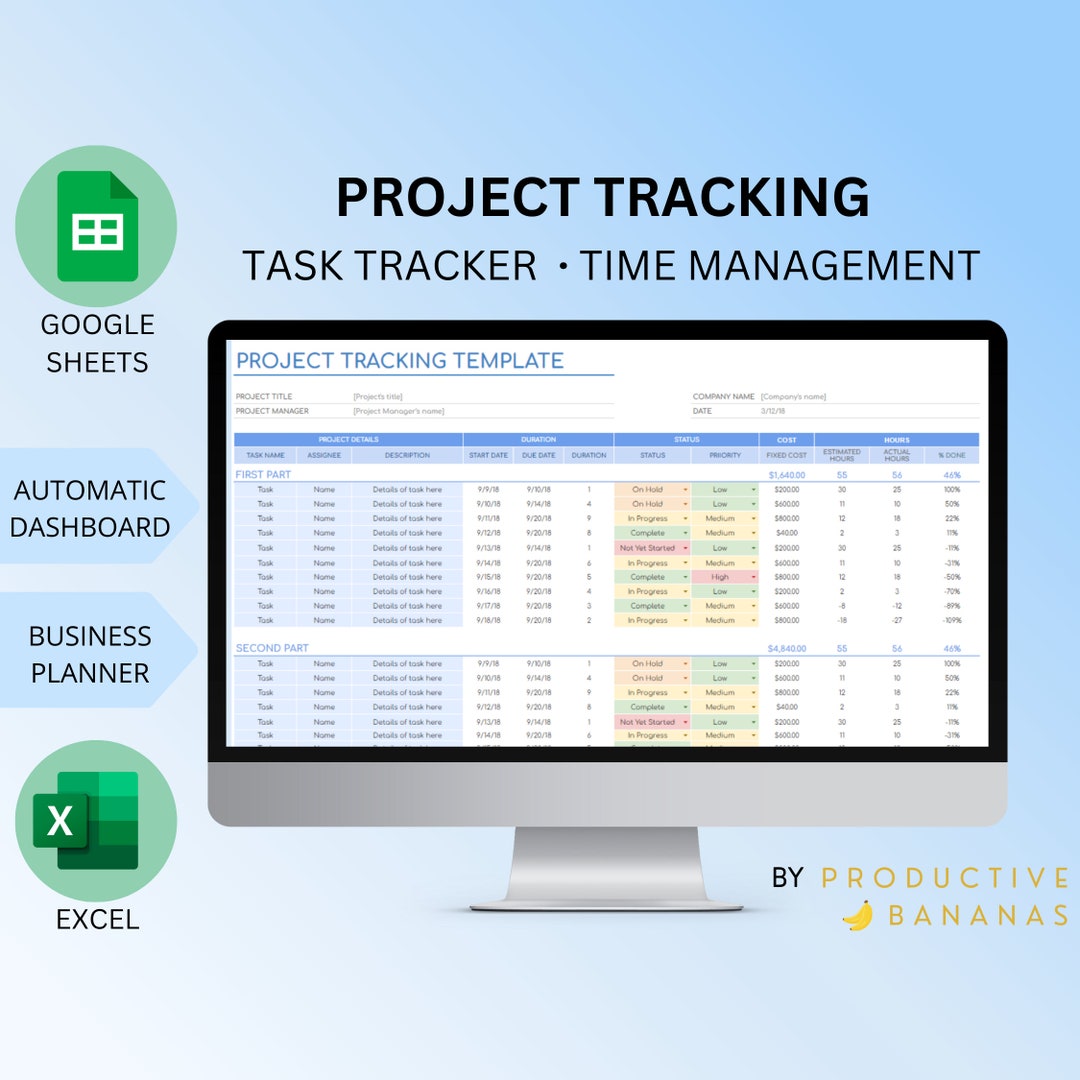 PROJECT MANAGEMENT | Business Planner | Digital Google Sheets & Excel ...