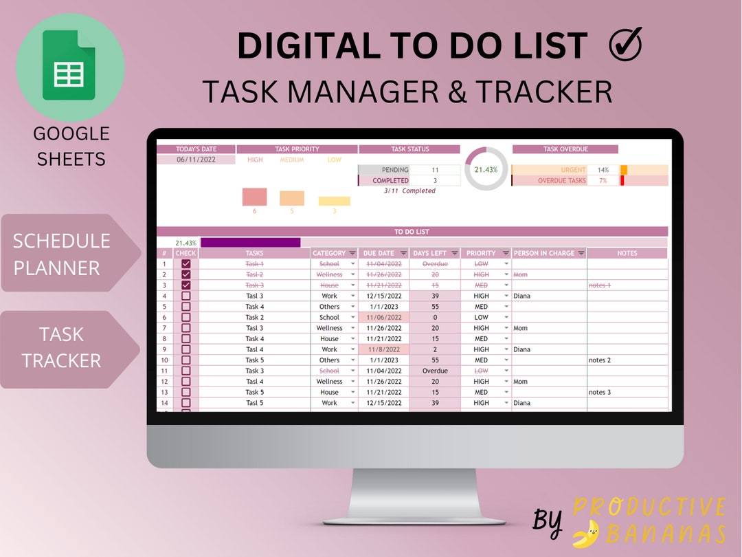 TO DO LIST | Task Manager & Tracker | Google Sheets Template | Digital ...