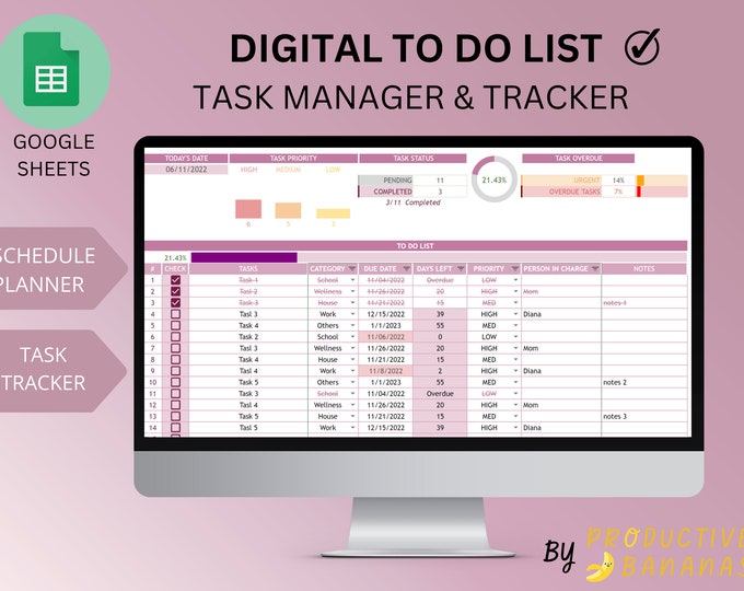 ASSIGNMENT TRACKER | Google Sheets & Excel Template | Homework Planner ...